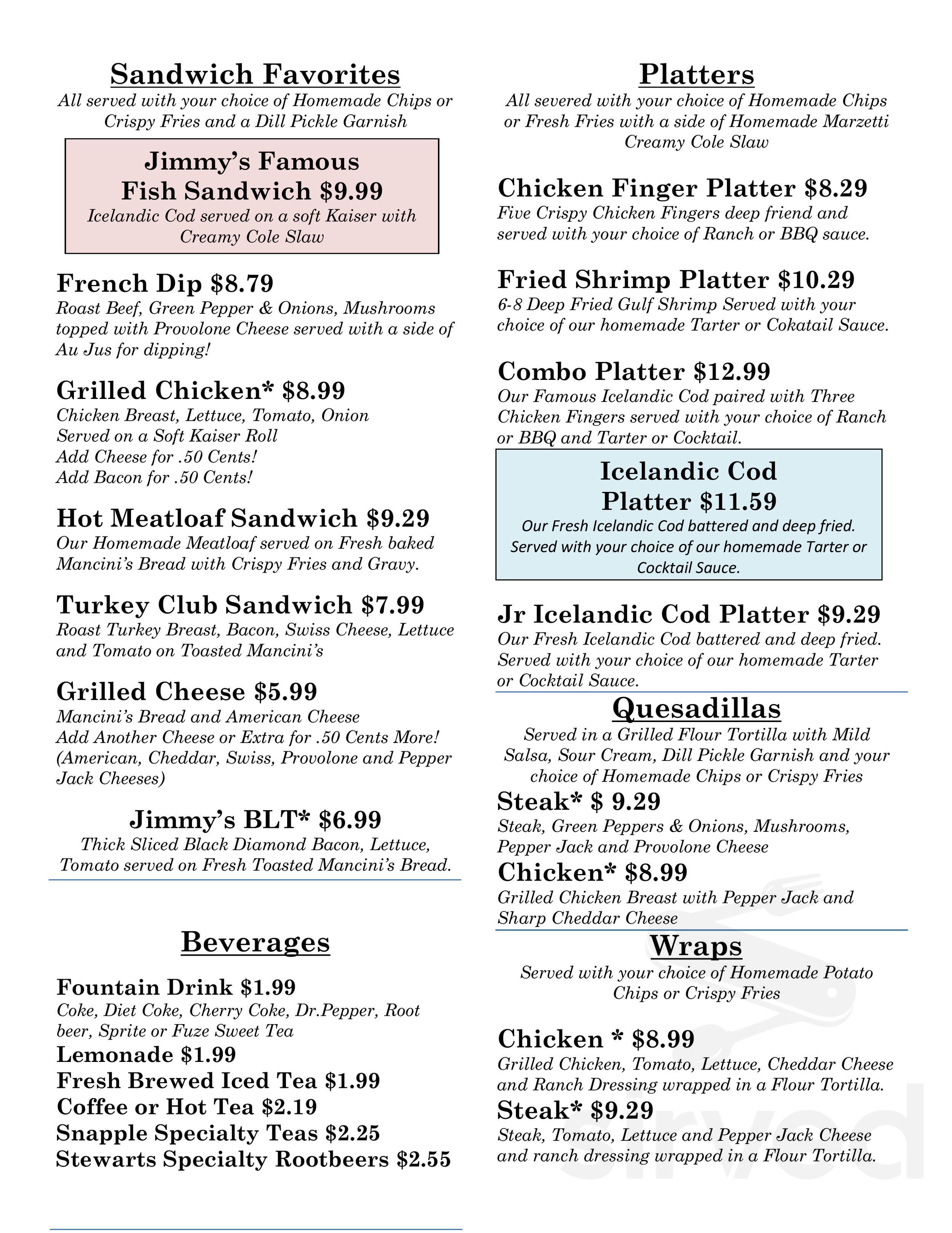 Jimmy's Strip District Grille menus in Mars, Pennsylvania, United States