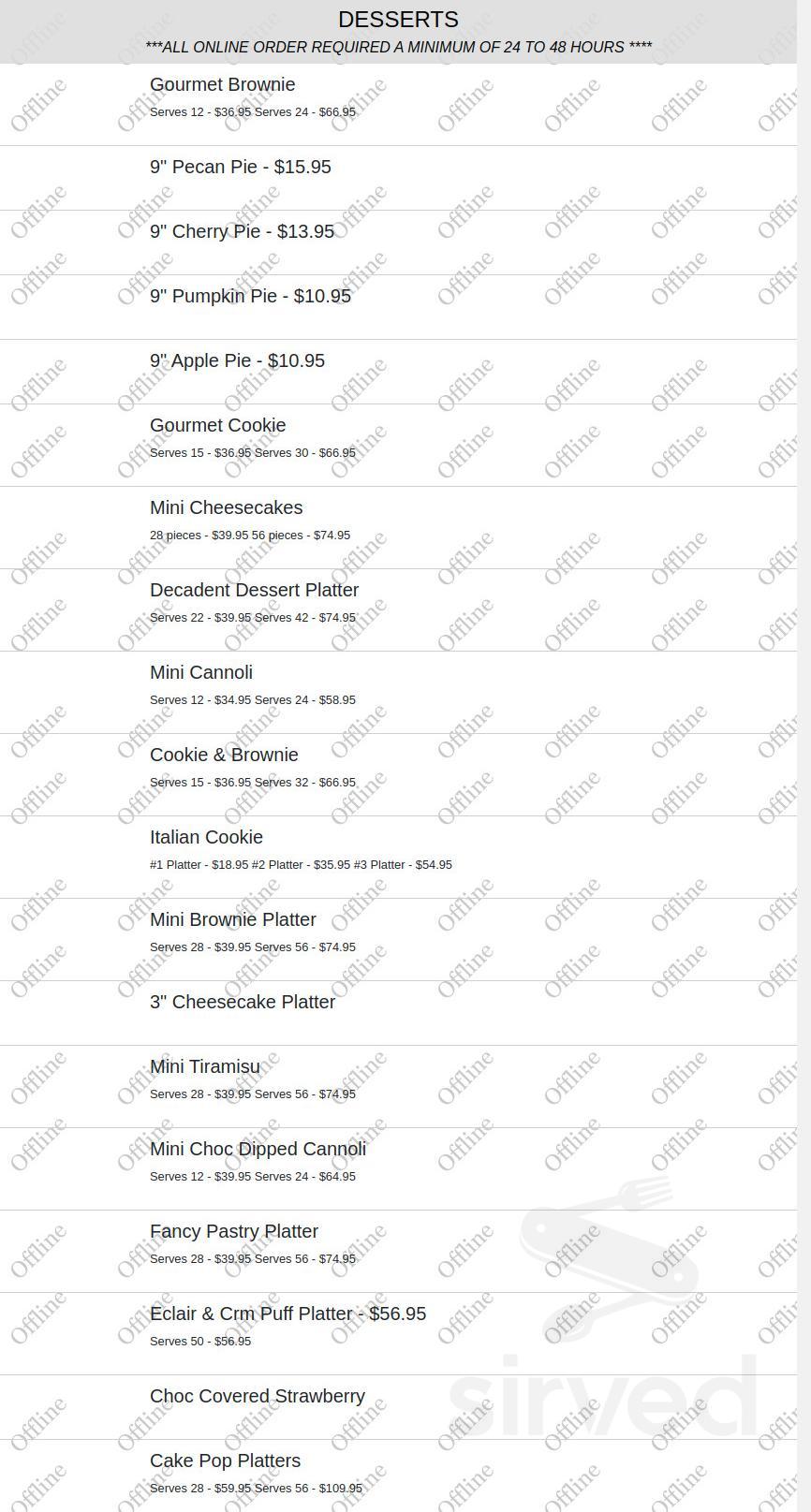 Menu for Alessi Bakery in Tampa, FL | Sirved
