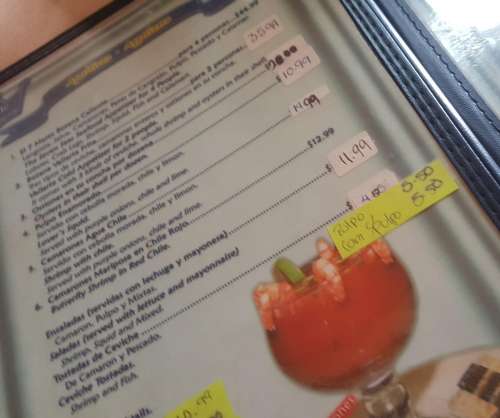 El 7 Mares menu in Omaha, Nebraska, USA