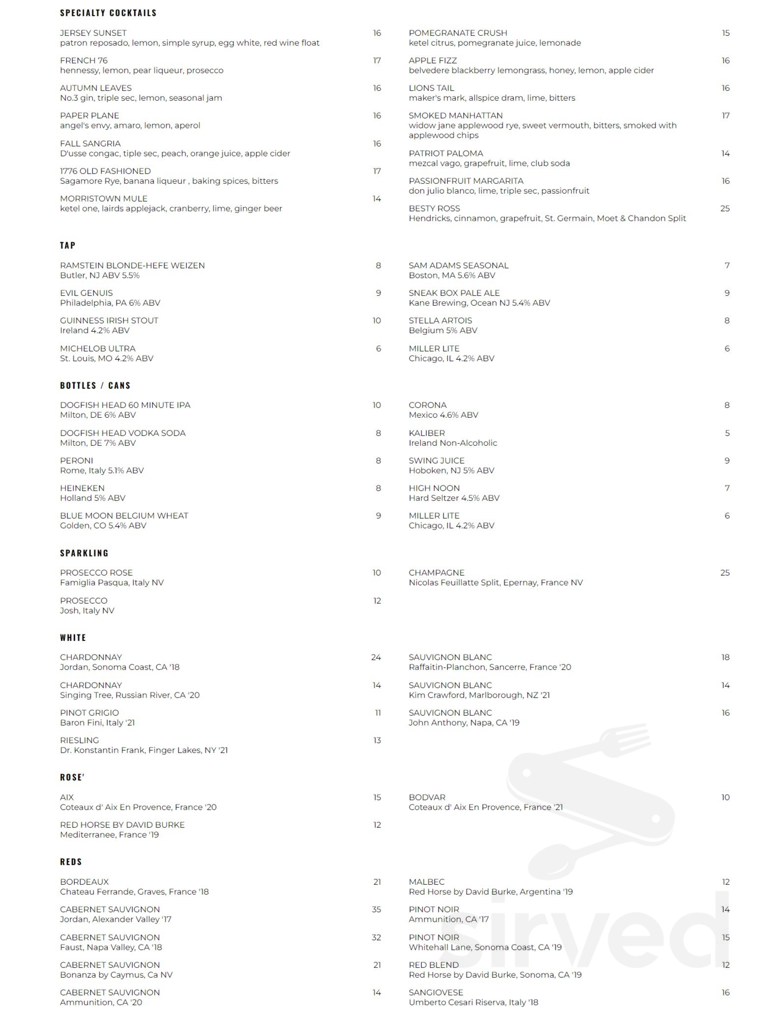 1776 by David Burke featuring Topgolf Swing Suite menu in Morristown ...