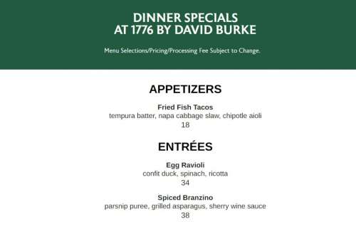 1776 by David Burke featuring Topgolf Swing Suite menu in Morristown ...