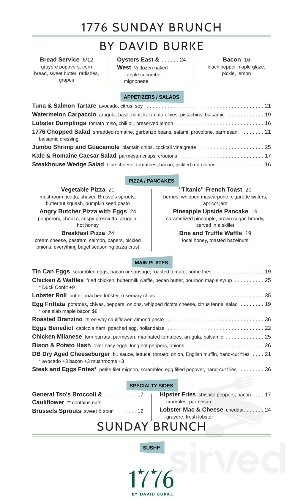 1776 by David Burke featuring Topgolf Swing Suite menu in Morristown ...