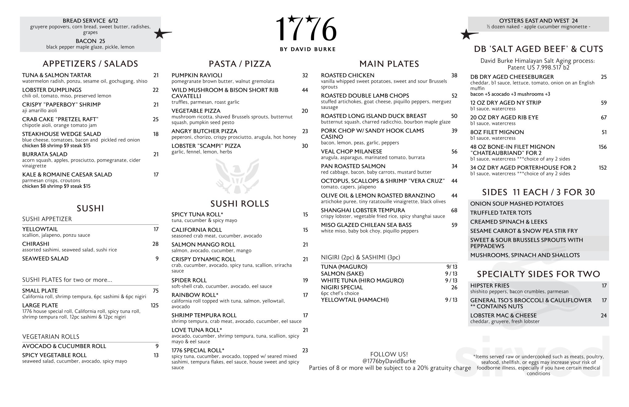 Menu - Morristown NJ's 1776 by David Burke featuring Topgolf Swing ...