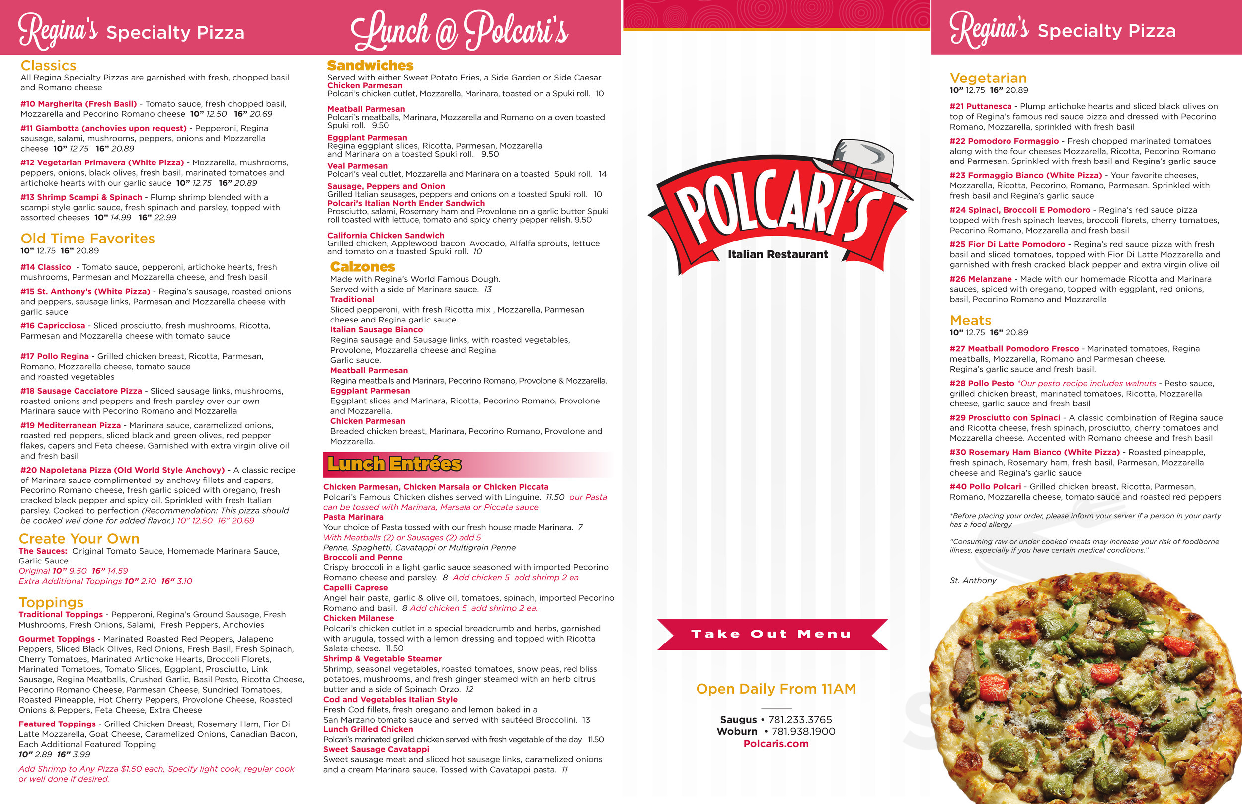 Polcari's Restaurant menu in Woburn, Massachusetts, USA