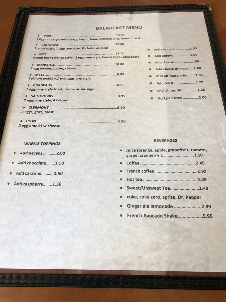 Menu for Oui Oui Paris in Fairhope, AL | Sirved