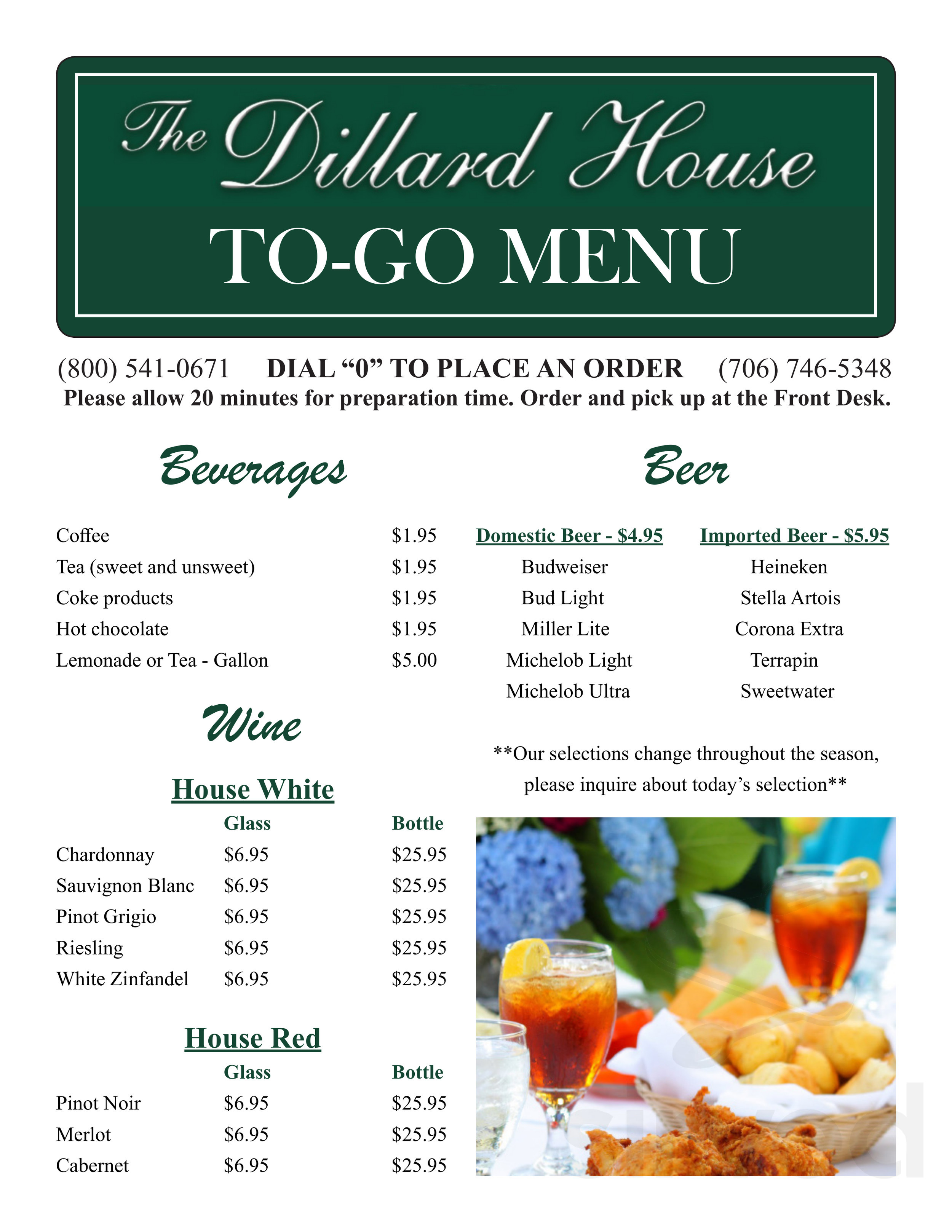 Menu - Dillard GA's The Dillard House | Sirved