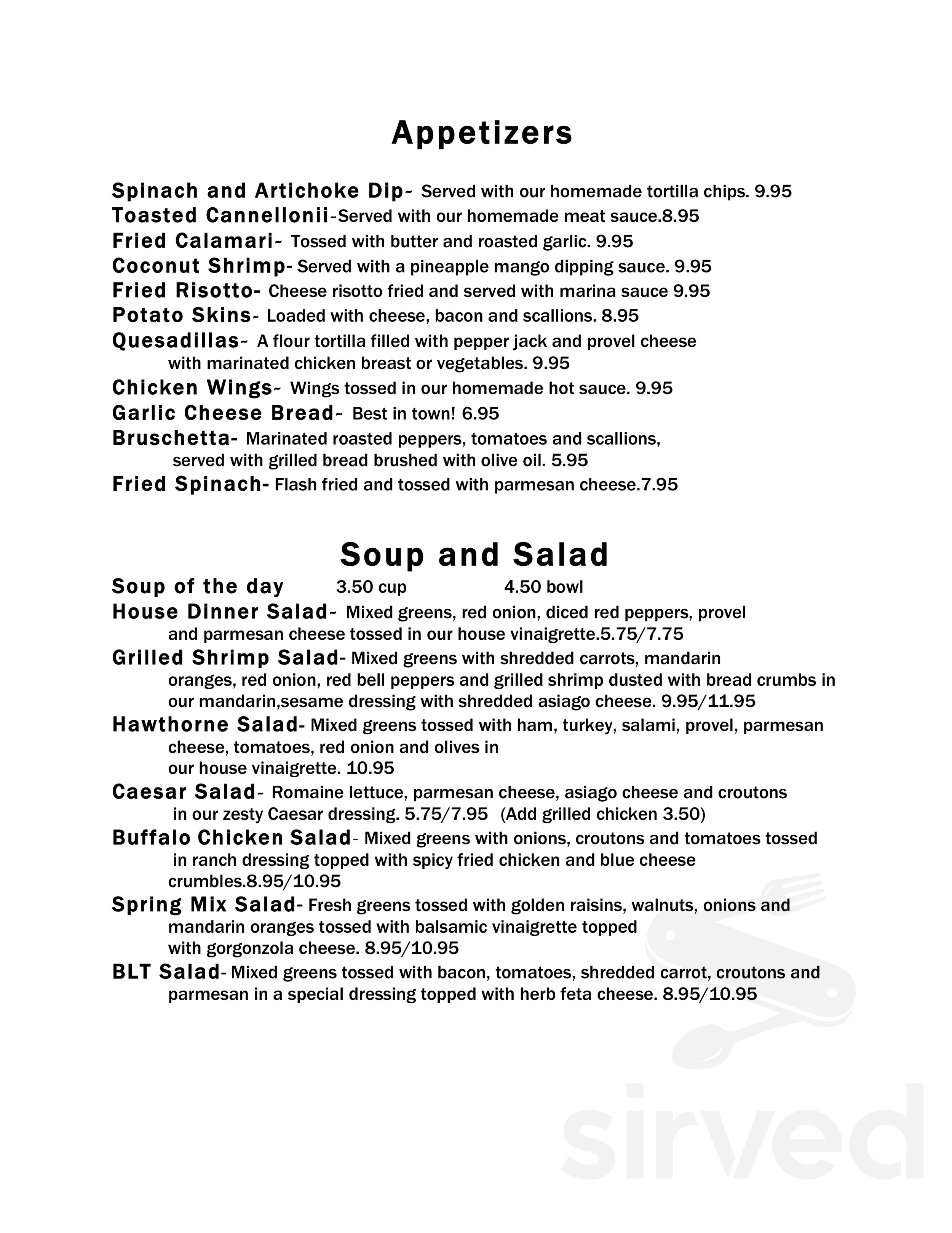 The Hawthorne Inn menu in Labadie, Missouri, USA