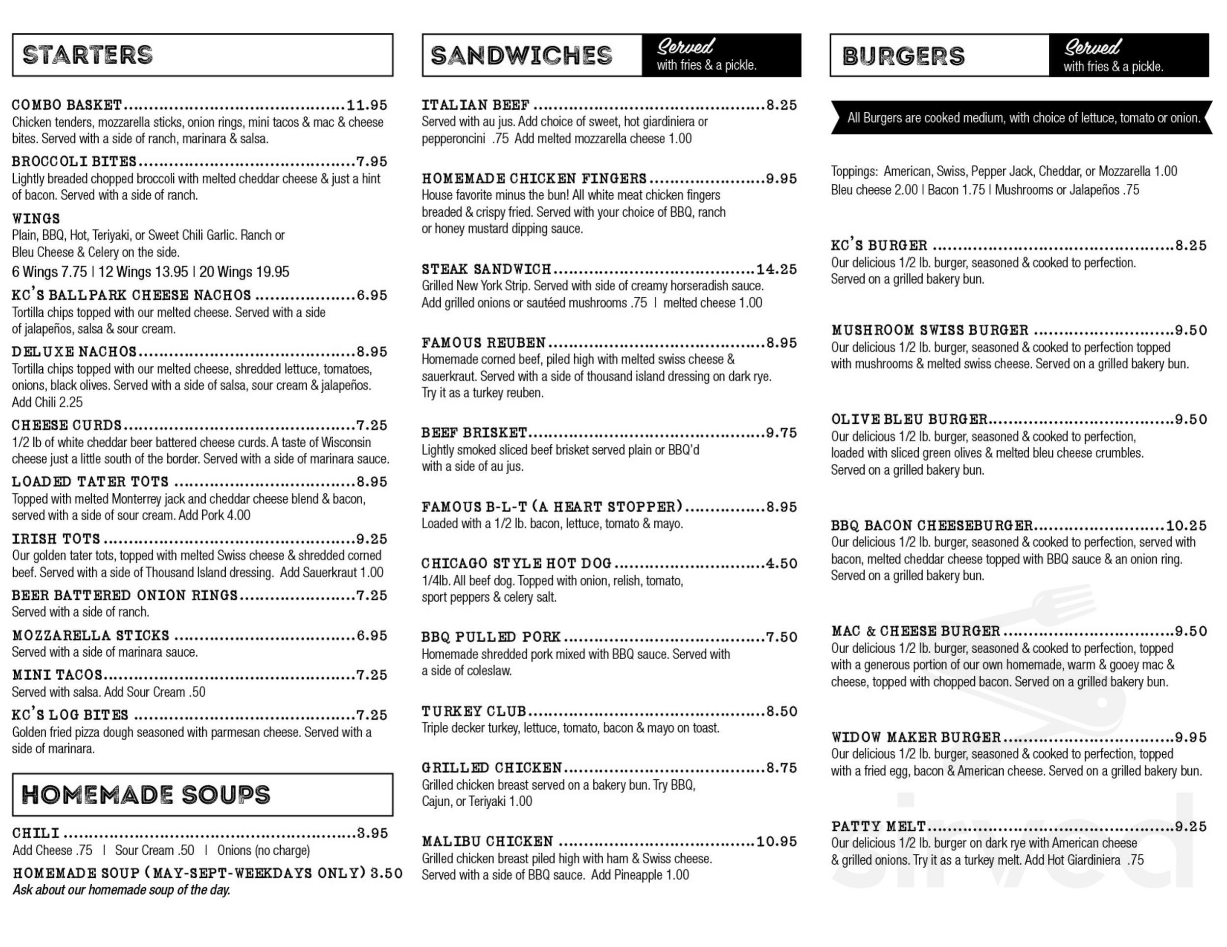 KC's Cabin menu in Spring Grove, Illinois, USA