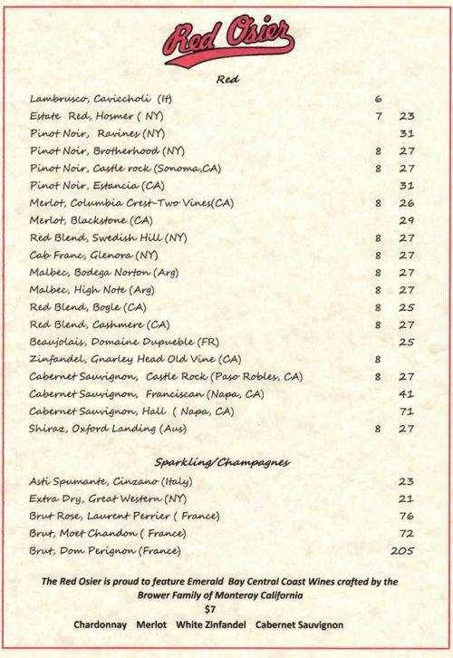 The "Original" Red Osier Landmark Restaurant menu in Stafford, New York ...