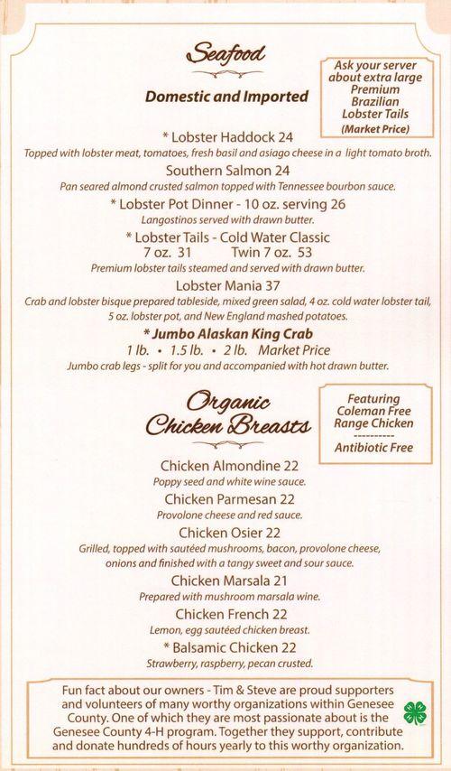 The "Original" Red Osier Landmark Restaurant menu in Stafford, New York ...