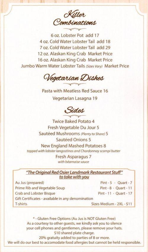 The "Original" Red Osier Landmark Restaurant menu in Stafford, New York ...