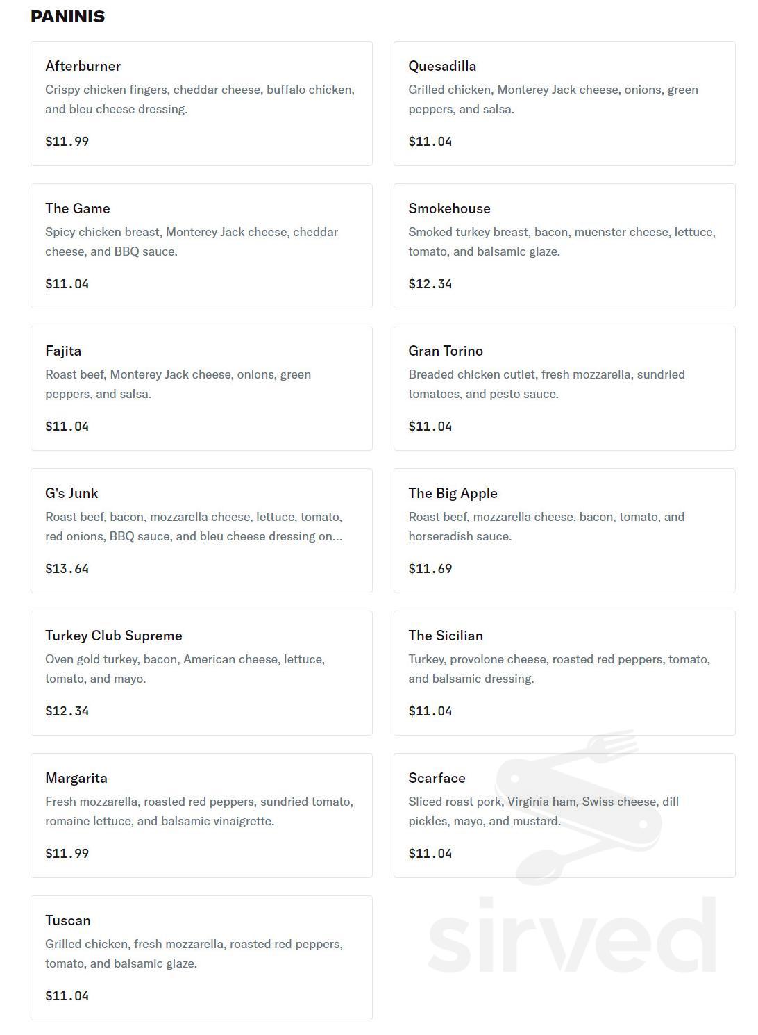 Town Deli menu in Massapequa Park, New York, USA