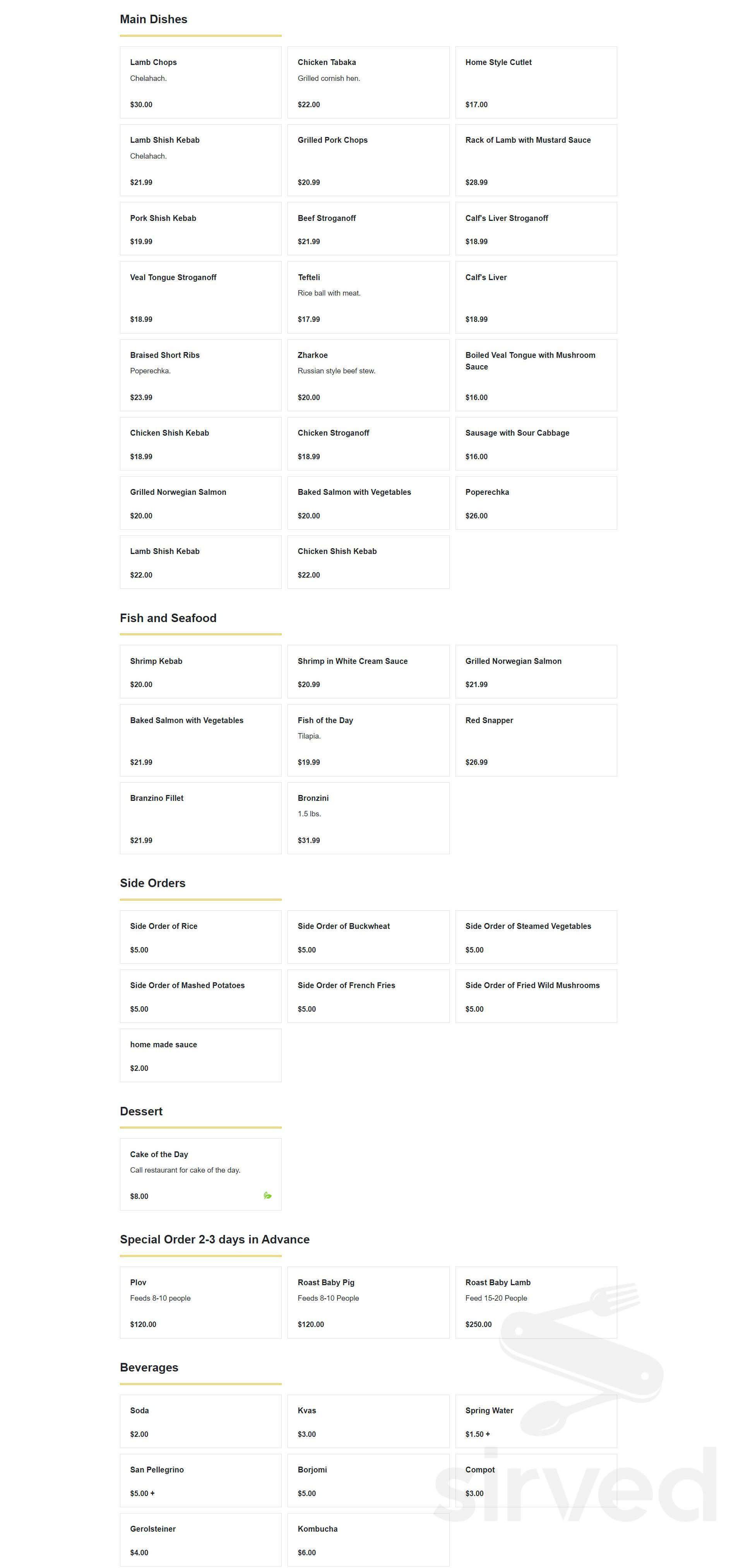 Matryoshka menu in New York, New York, USA