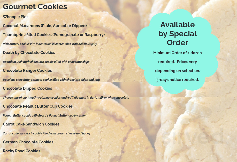 The Cookie Tree menu in Yuba City, California, USA