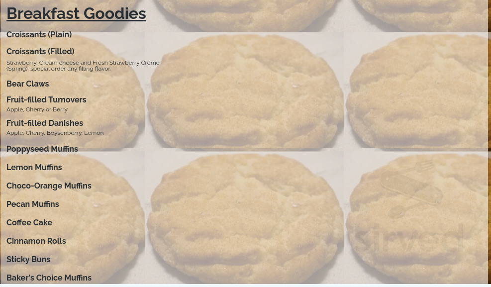 The Cookie Tree menu in Yuba City, California, USA