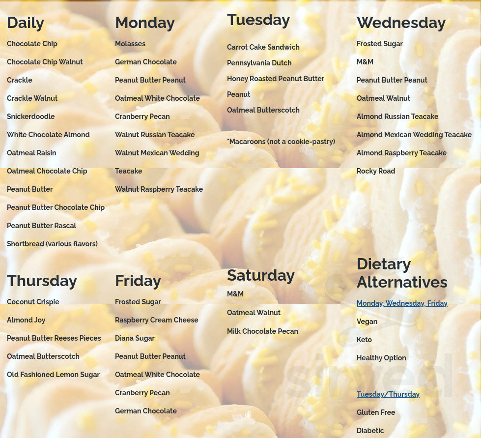 The Cookie Tree menu in Yuba City, California, USA