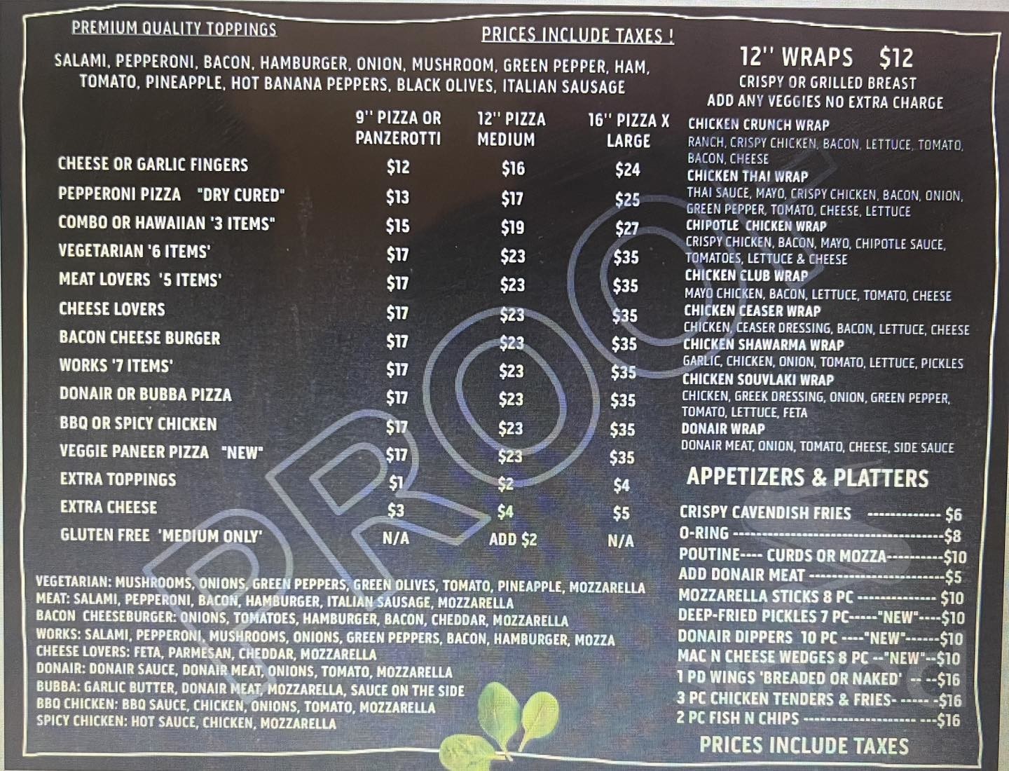 Menu - Stellarton NS's A1 Pizza Premium | Sirved