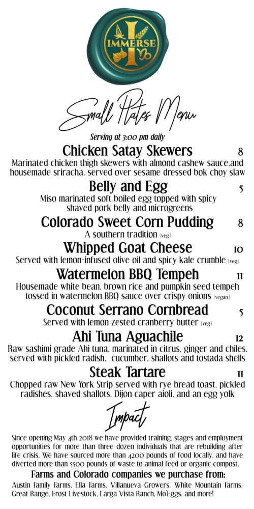 Local Relic menu in Colorado Springs, Colorado, USA