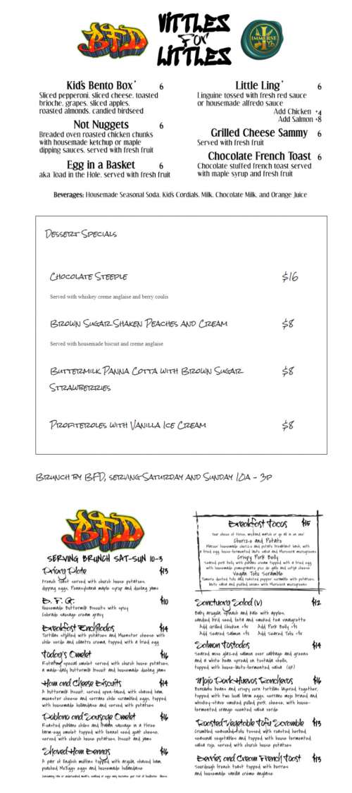 Local Relic menu in Colorado Springs, Colorado, USA