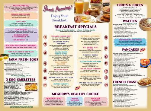 Meadows Diner menu in Blackwood, New Jersey, USA