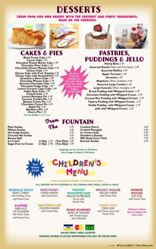Meadows Diner menu in Blackwood, New Jersey, USA