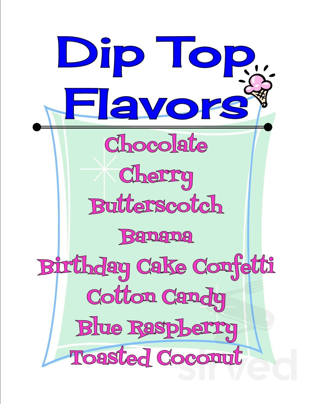 The Icey Freeze menu in Lenoir, North Carolina, USA