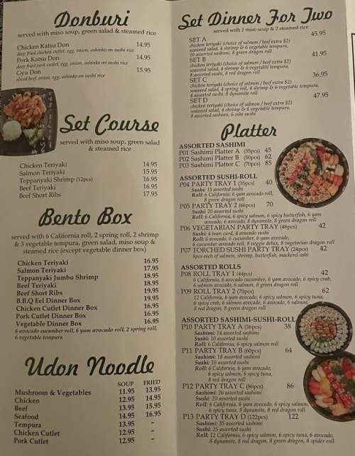 Kenji Japanese Restaurant menu in King City, Ontario, Canada