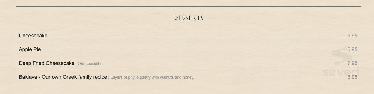 Bellamy's Restaurant & Bar menu in Winnipeg, Manitoba, Canada