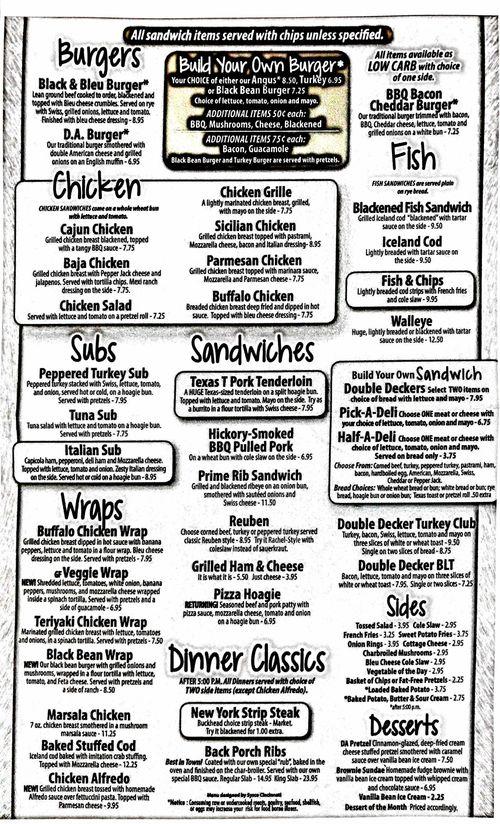 The Back Porch Saloon menu in West Chester Township, Ohio, USA