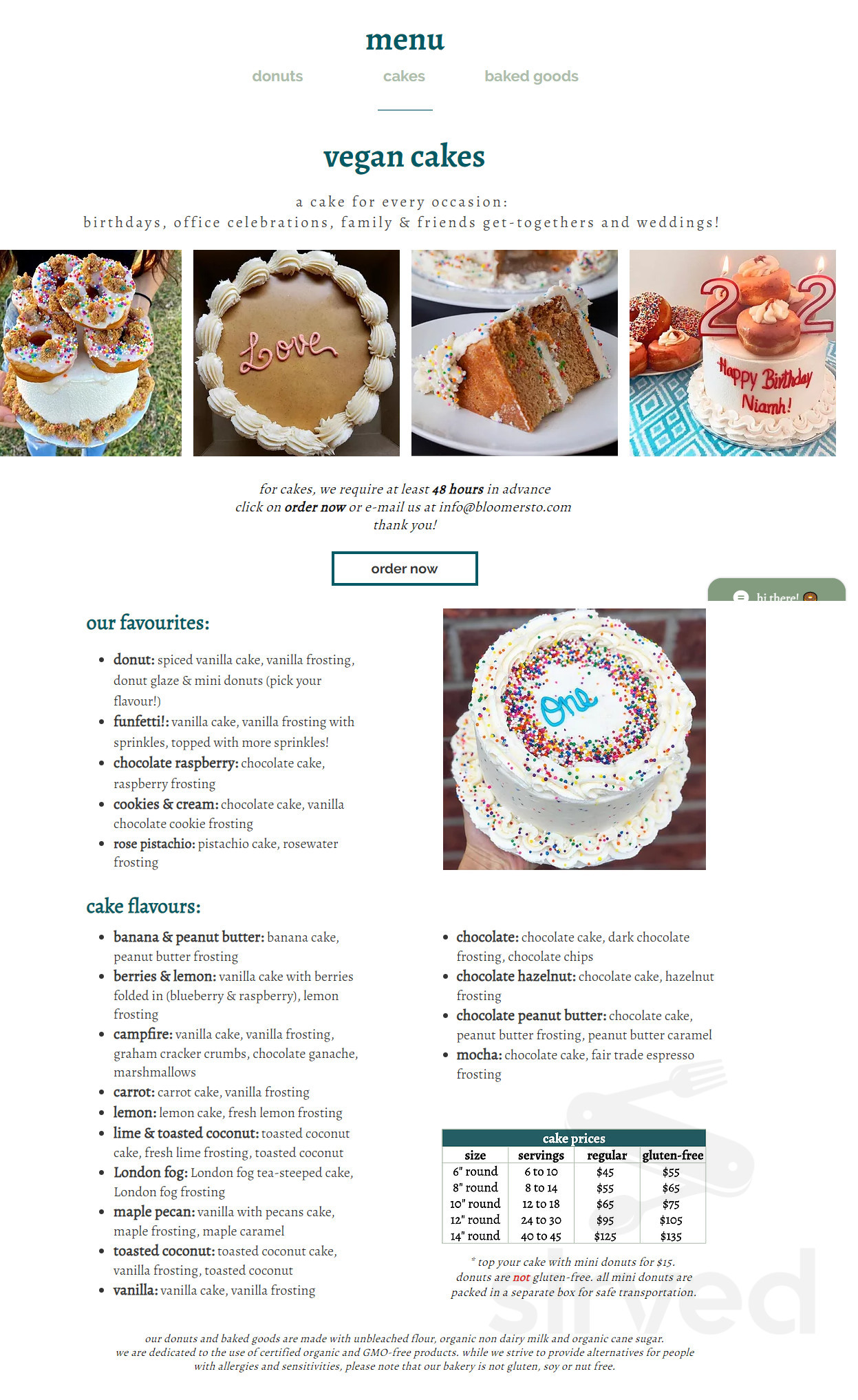 Menu - Toronto ON's bloomer's Bloor | Sirved