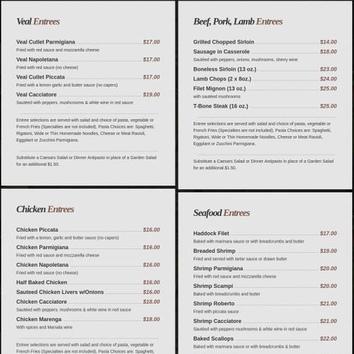 Il Camino menu in Leominster, Massachusetts, USA