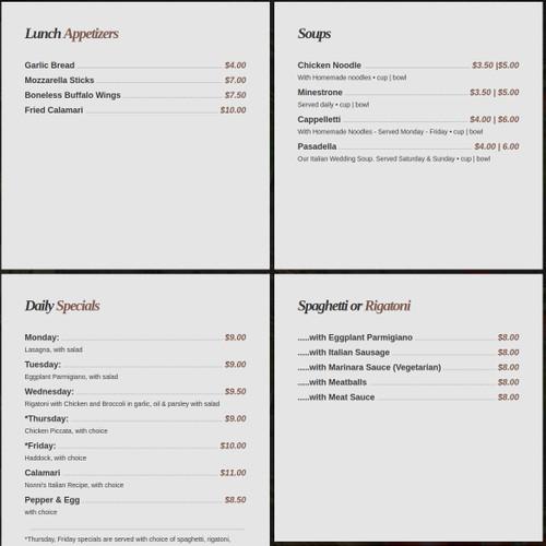 Il Camino menu in Leominster, Massachusetts, USA