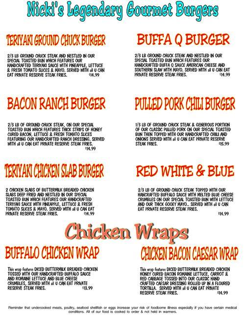 Nicki's Bella Marina menu in Bellingham, Washington, USA