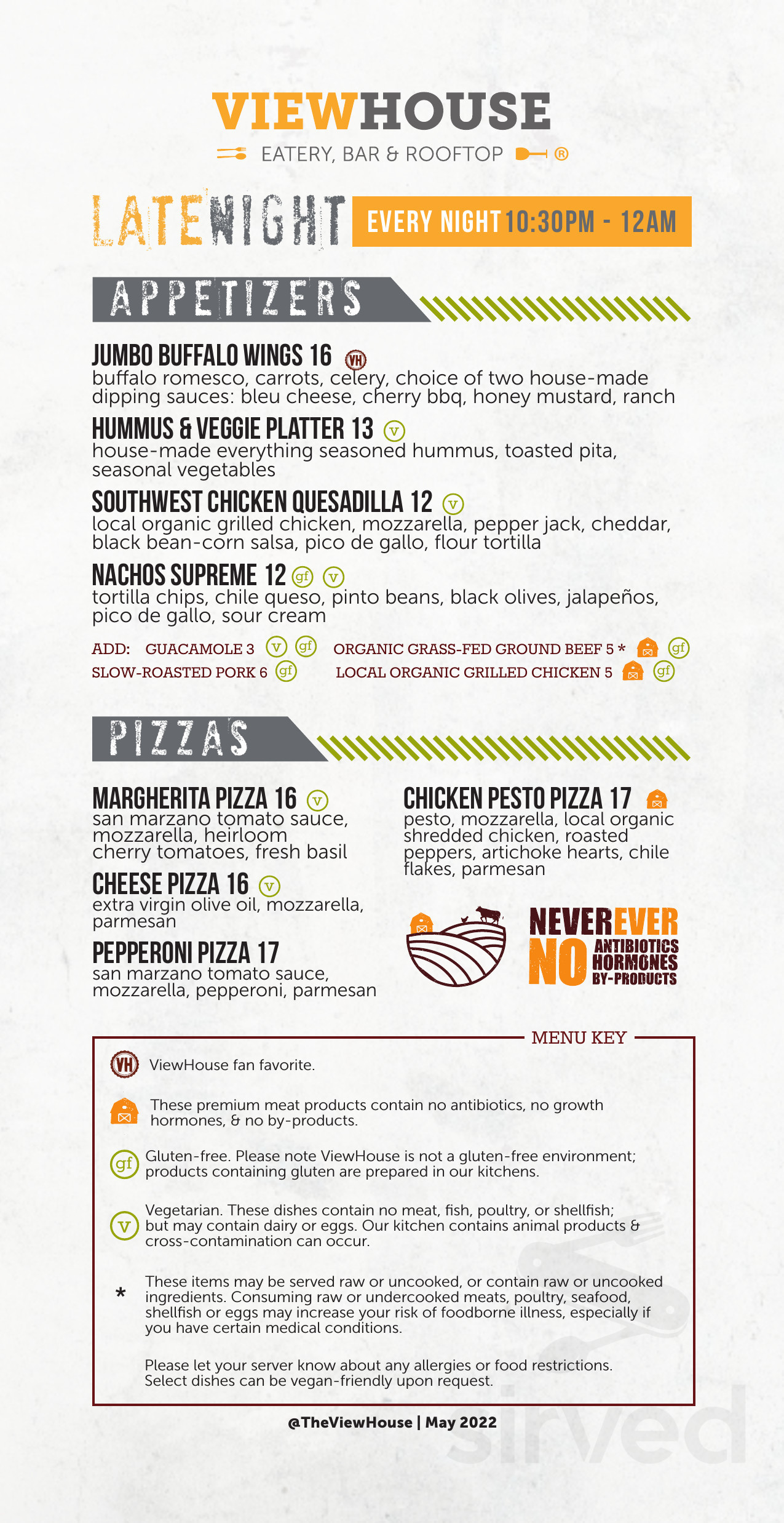 The View House Restaurant menus in Denver, Colorado, United States