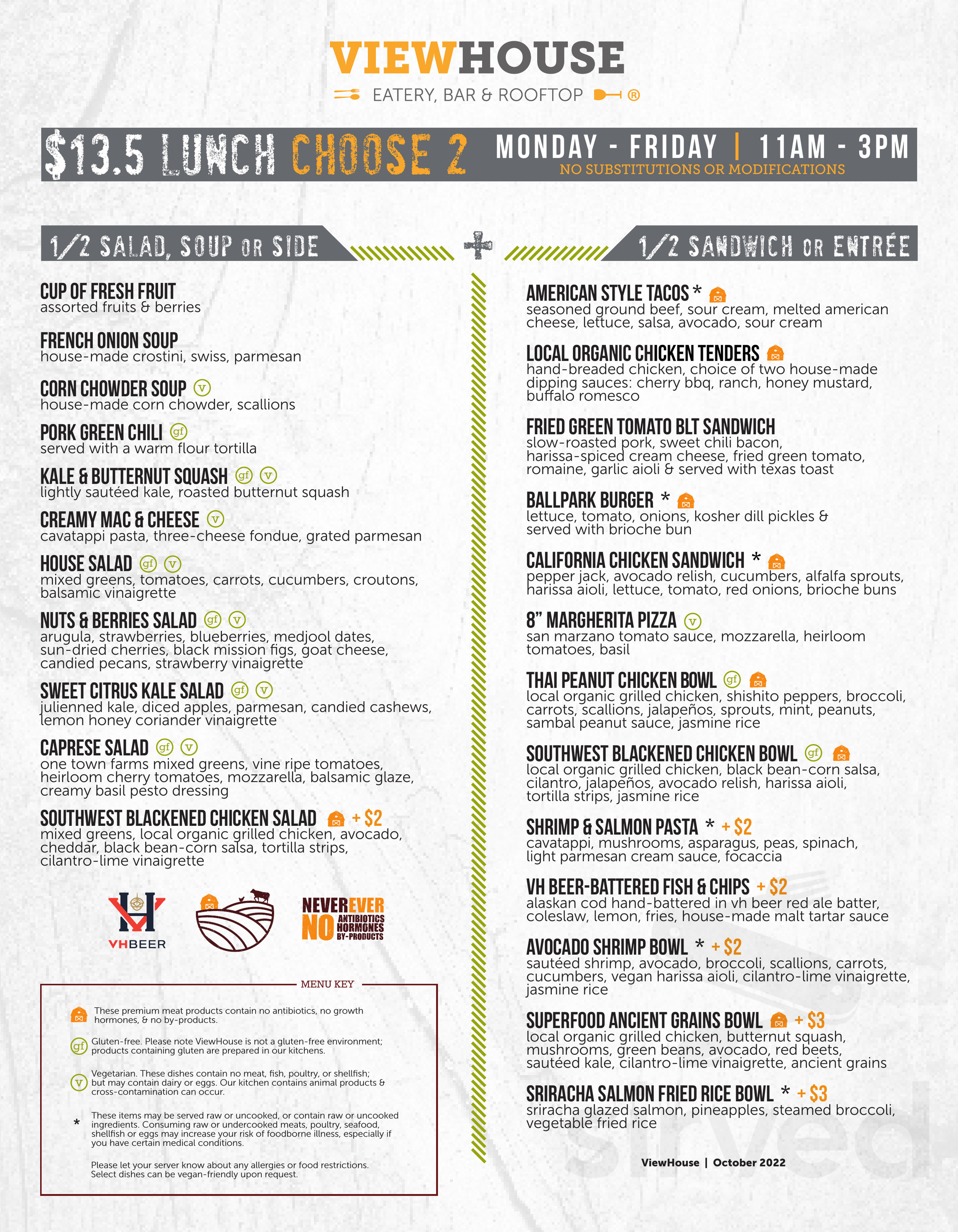 The View House Restaurant menus in Denver, Colorado, United States