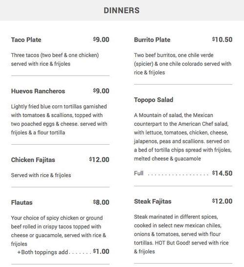 El Azteco menu in Lansing, Michigan, USA