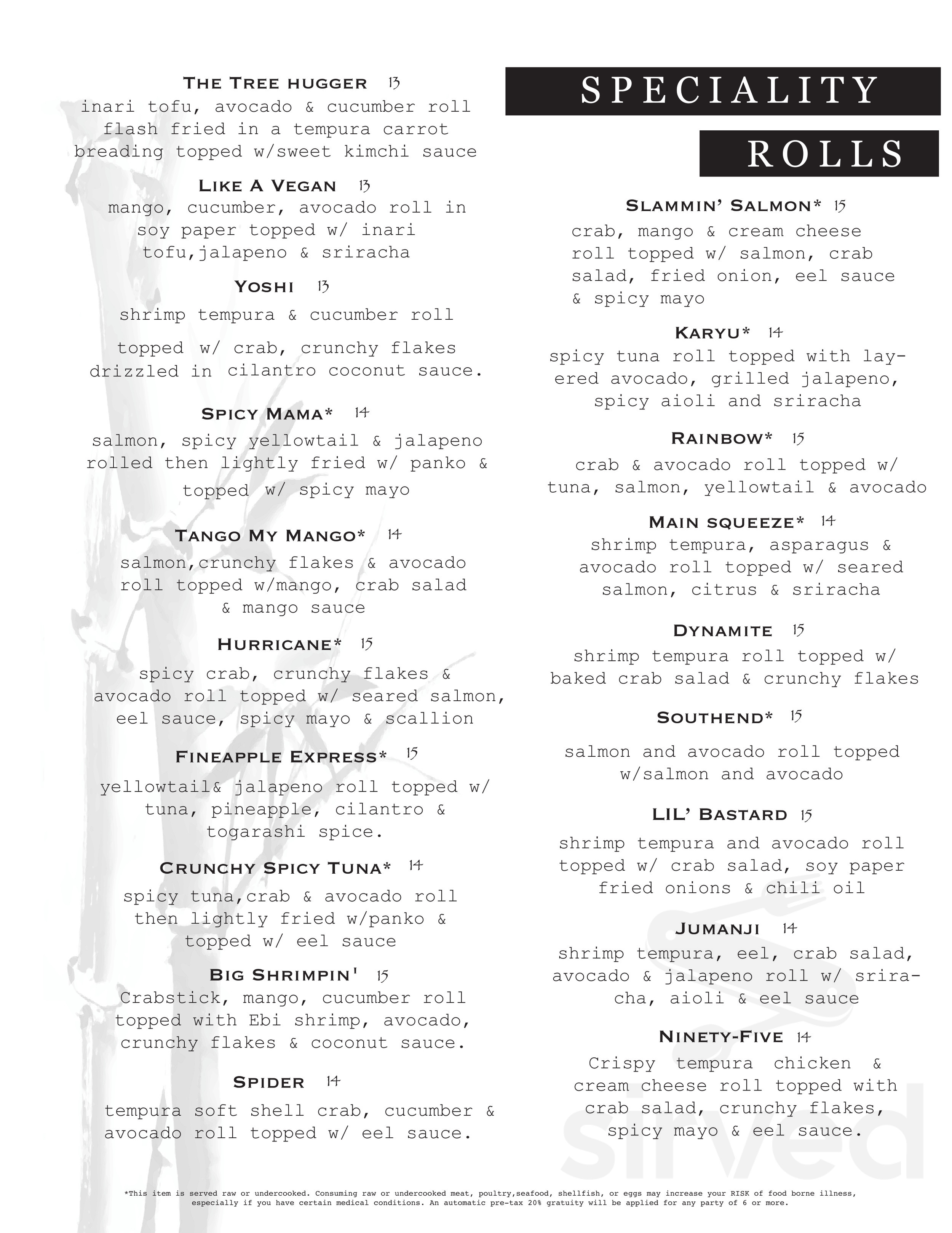 Pisces Sushi menu in Charlotte, North Carolina, USA