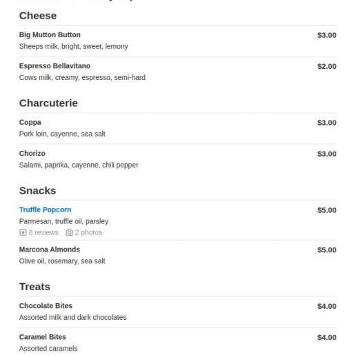 The Ruby Tap menu in Wauwatosa, Wisconsin, USA