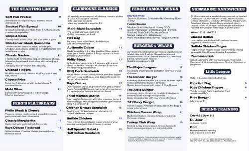 Ferg's Sports Bar & Grill menu in St. Petersburg, Florida, USA