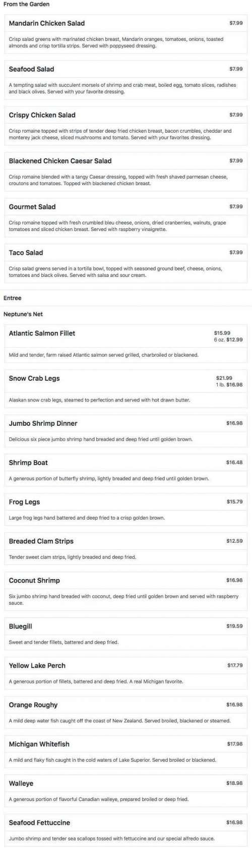 Whitey's Restaurant & Take Out menu in Davison, Michigan, USA