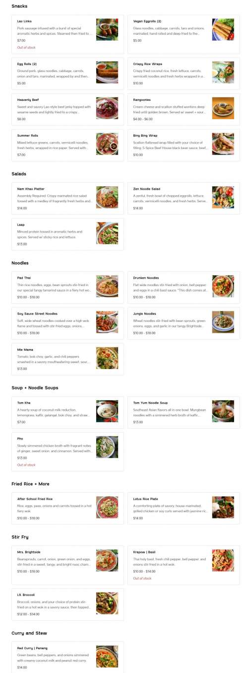 Lucky Lotus menu in Des Moines, Iowa, USA