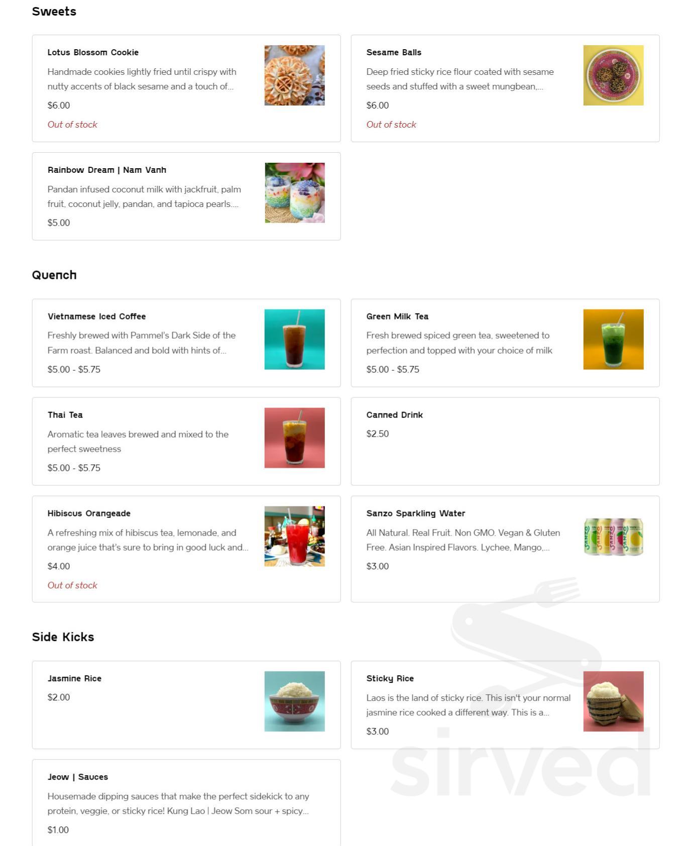 Lucky Lotus menu in Des Moines, Iowa, USA