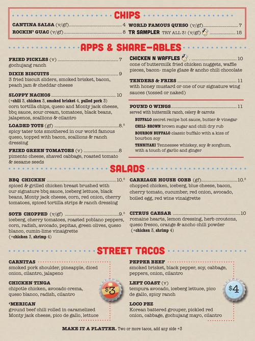 Tin Roof menu in Louisville, Kentucky, USA