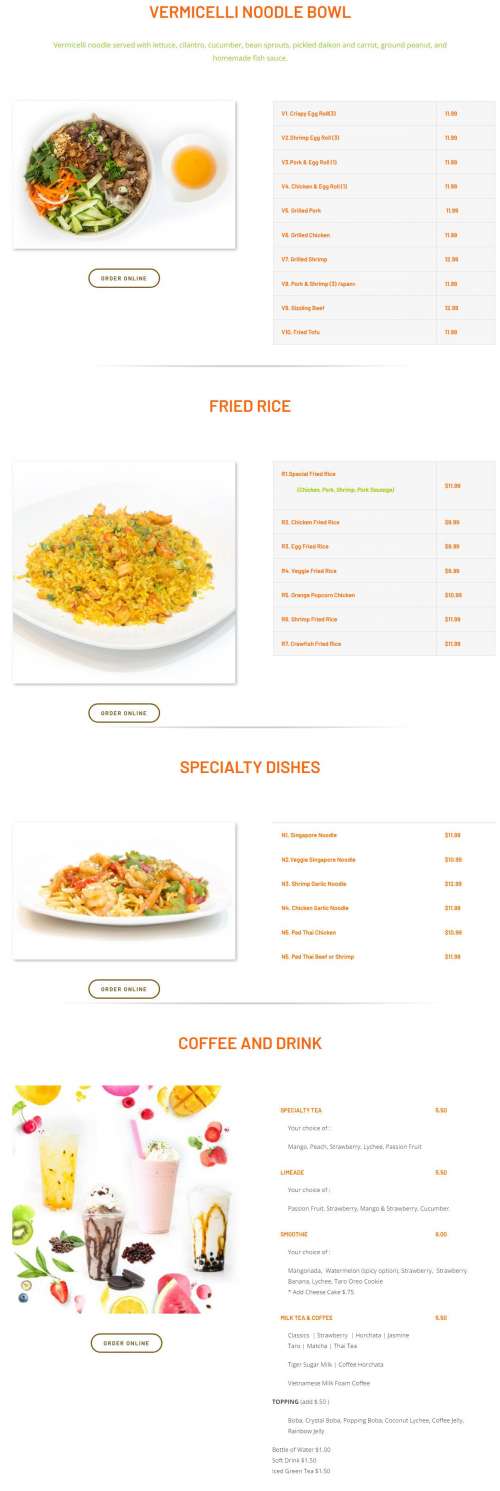 Mama's Pho N More menu in Tomball, Texas, USA