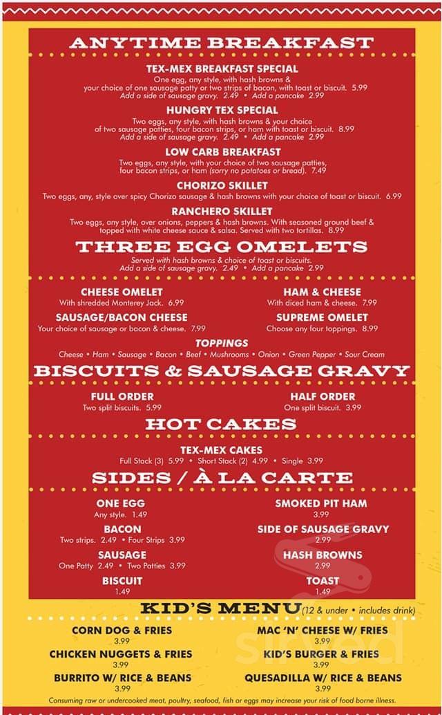 Mi Ranchito Tex-Mex menu in Concordia, Kansas, USA