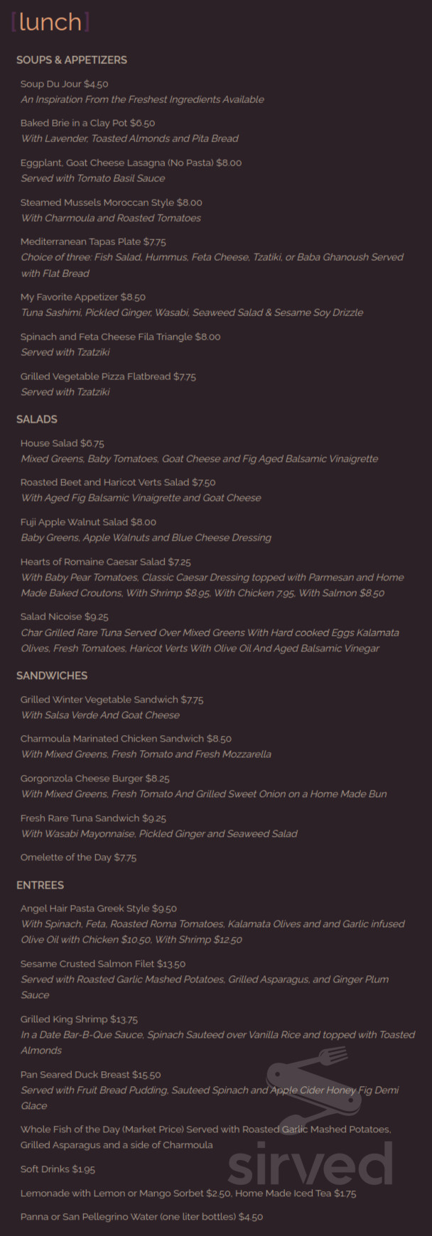 Menu - Philadelphia PA's Figs | Sirved