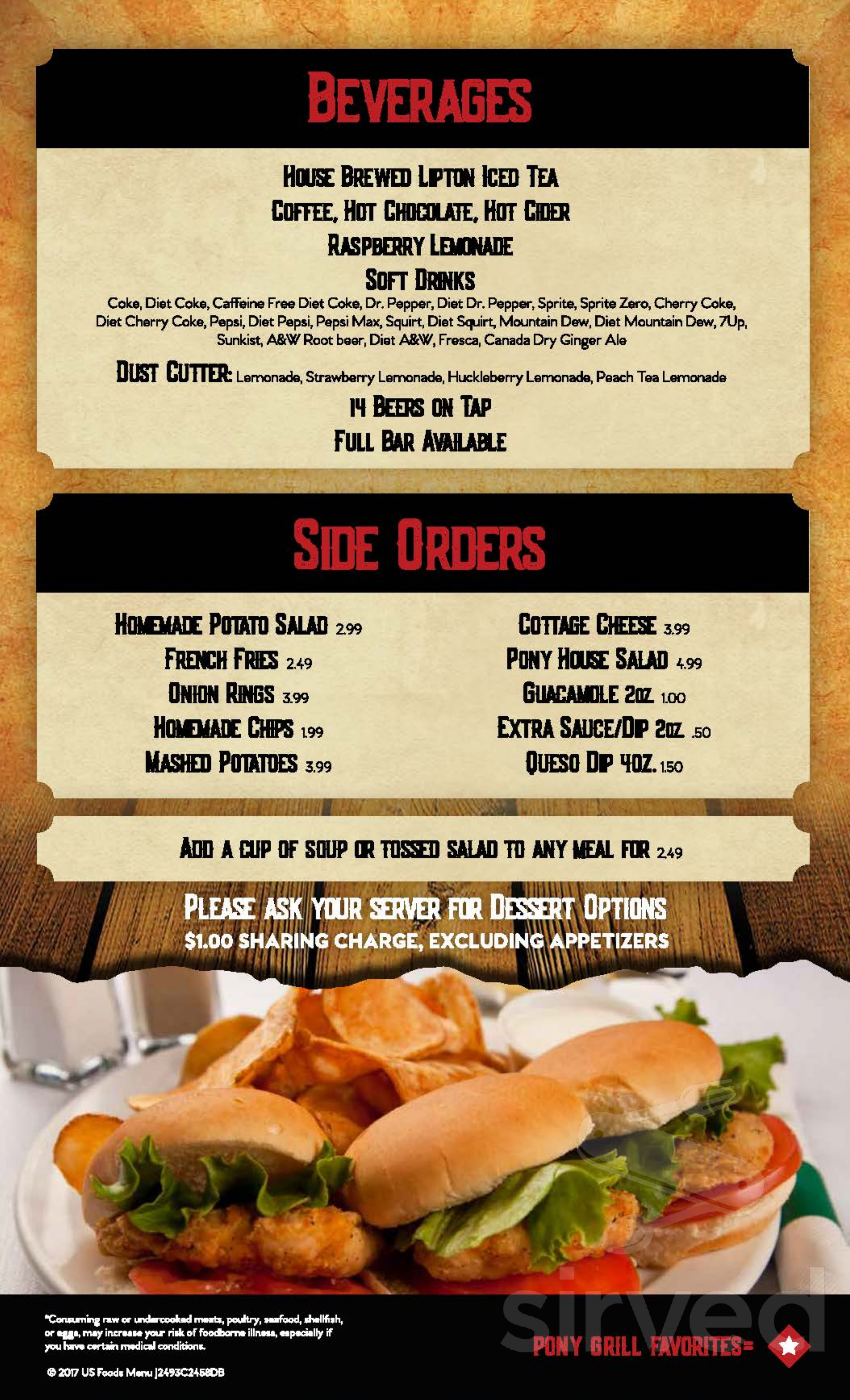 Pony Bar & Grill menu in Sheridan, Wyoming, USA