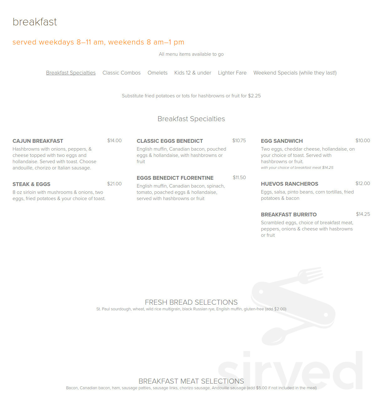 Washington Square Bar & Grill menu in White Bear Lake, Minnesota, USA