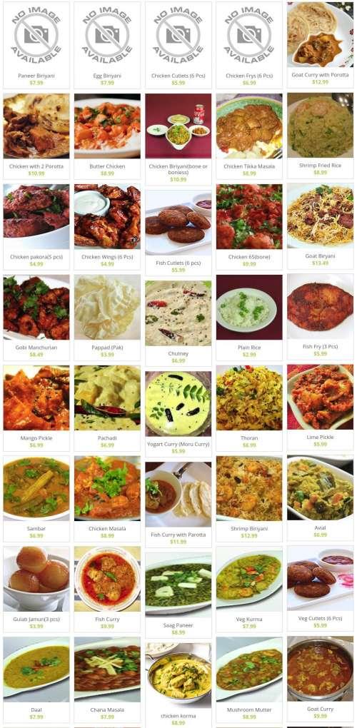 Indian Palace menu in Missouri City, Texas, USA