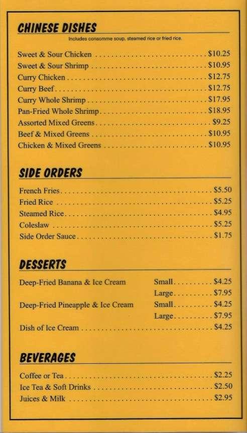 Mitzi's Chicken Finger Restaurant menu in Winnipeg, Manitoba, Canada